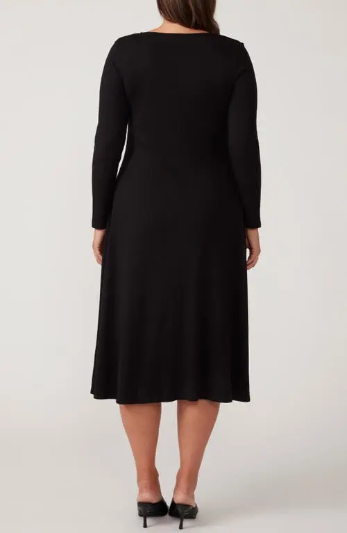 ESTELLE Eclipse Long Sleeve V-neck Midi Dress