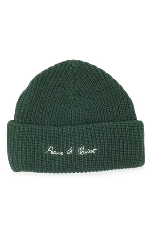 MUSEUM OF PEACE & QUIET Signature Ribbed Cotton Beanie - Forest