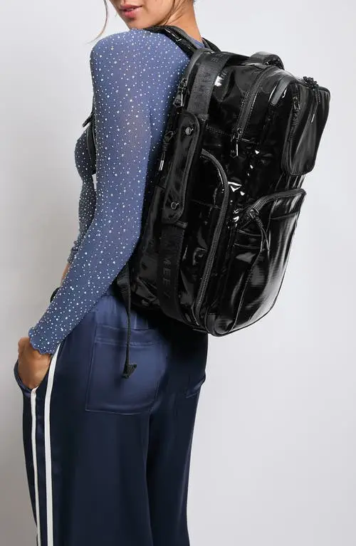 AIMEE Dakota Faux Leather Travel Backpack - Black/black