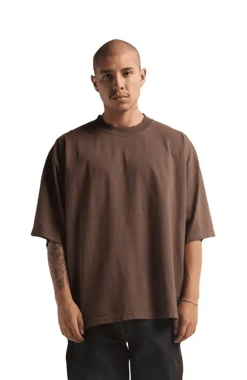 SHAKA WEAR Garment Dye Drop Shoulder Oversize Tee - Mocha