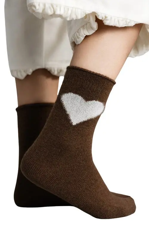 Hansel From Basel Love Cashmere Blend Crew Socks - Chocolate