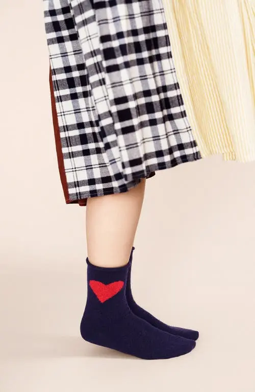 Hansel From Basel Love Cashmere Blend Crew Socks - Navy