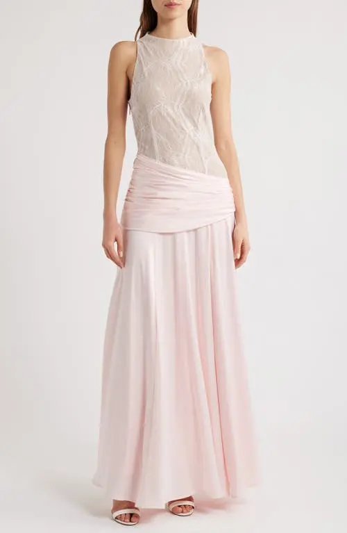 SONYA MODA Dalia Mixed Media Gown - Blush