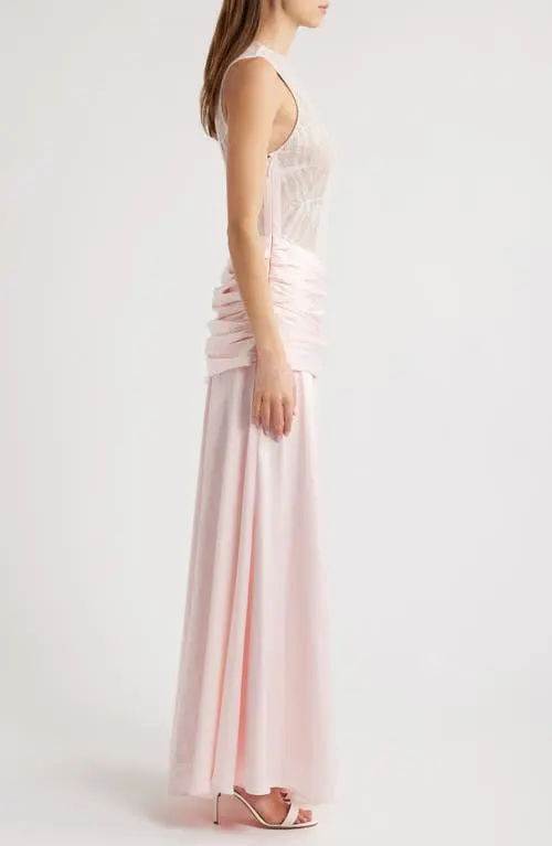 SONYA MODA Dalia Mixed Media Gown - Blush