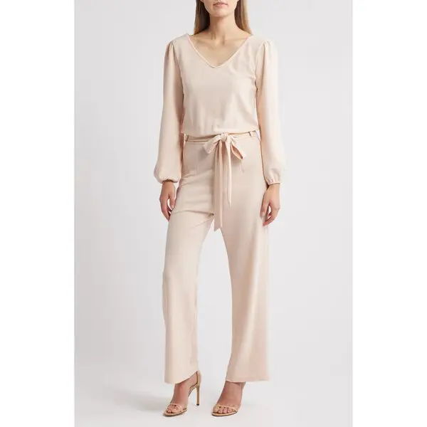 NIKKI LUND Aileen Long Sleeve Jumpsuit - Beige
