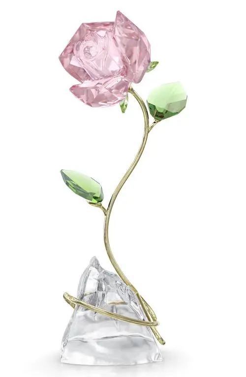SWAROVSKI Florere Rose Crystal Figurine - Pink
