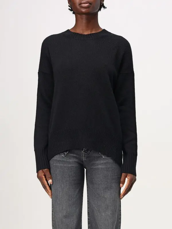 ALLUDE Ribbed Crew Neck Sweater - Black