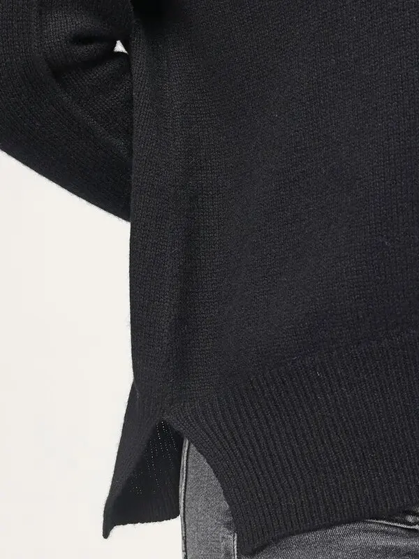 ALLUDE Ribbed Crew Neck Sweater - Black
