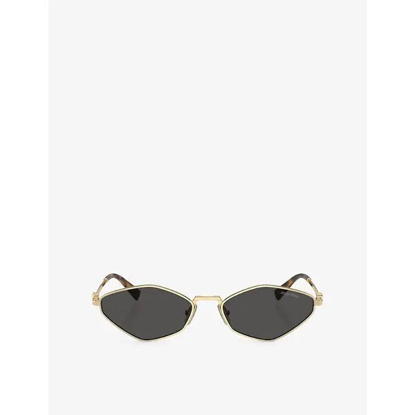 Miu Miu Mu 56zs Irregular Sunglasses - Gold