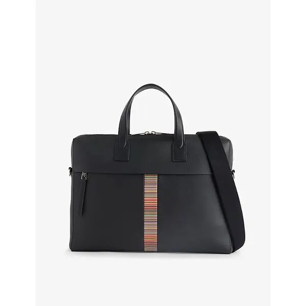 Paul Smith Signature Stripe Double-zip Leather Folio - Black