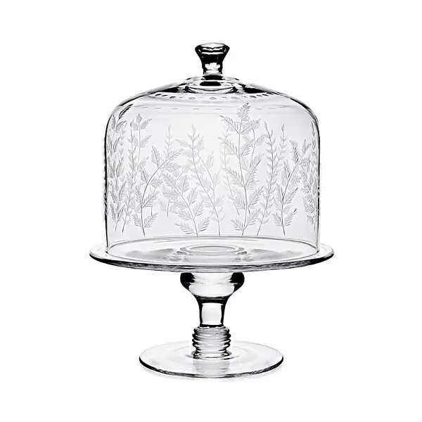 WILLIAM YEOWARD CRYSTAL Fern Cake Stand & Dome - No Color