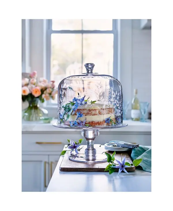 WILLIAM YEOWARD CRYSTAL Fern Cake Stand & Dome