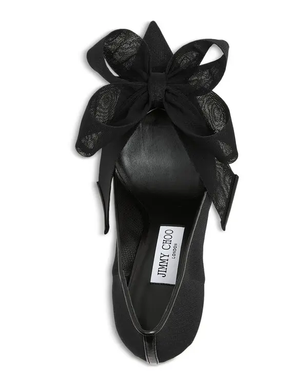 JIMMY CHOO Staz 90 Mesh Bow Pumps