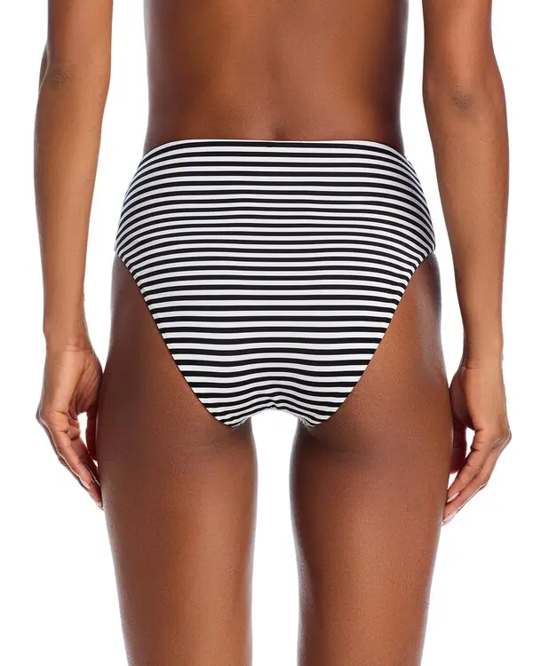 Aqua Striped High Waist Bikini Bottom