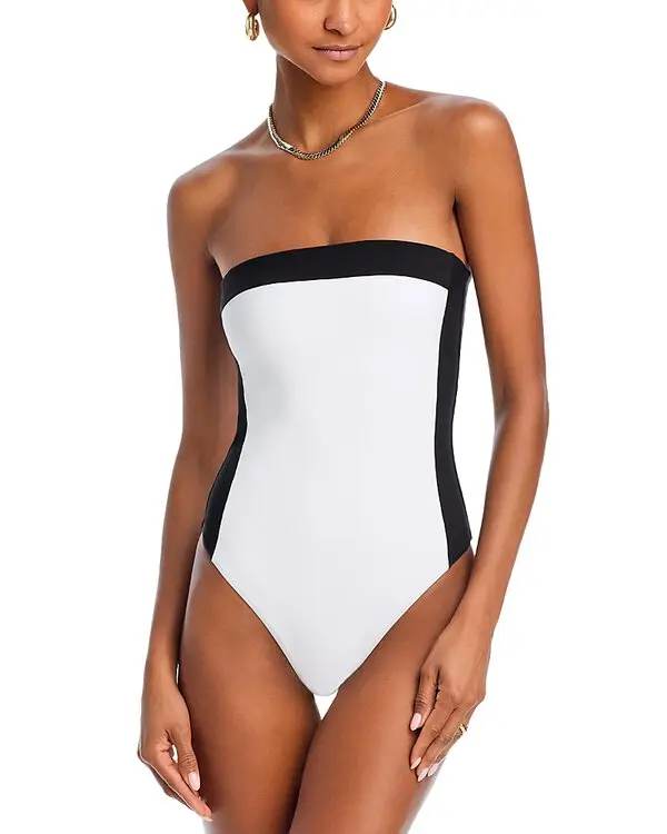 Aqua Strapless One Piece Swimsuit - Black/white