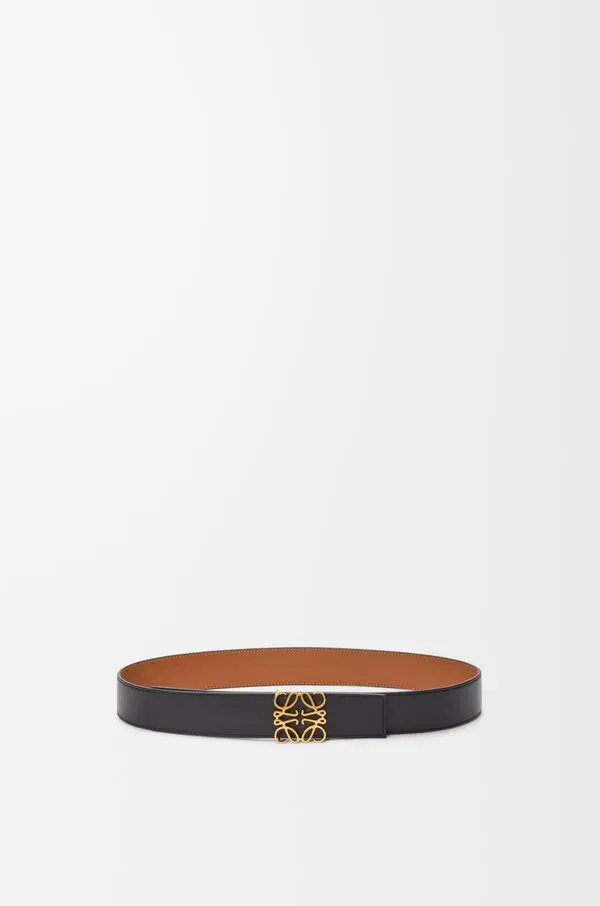 Loewe Reversible Anagram Belt - Tan/black/gold