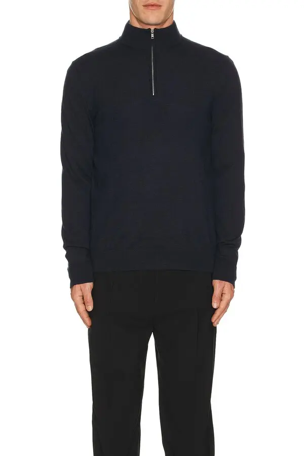 Nn07 Sergio Zip Mock Neck Sweater - Navy Multi