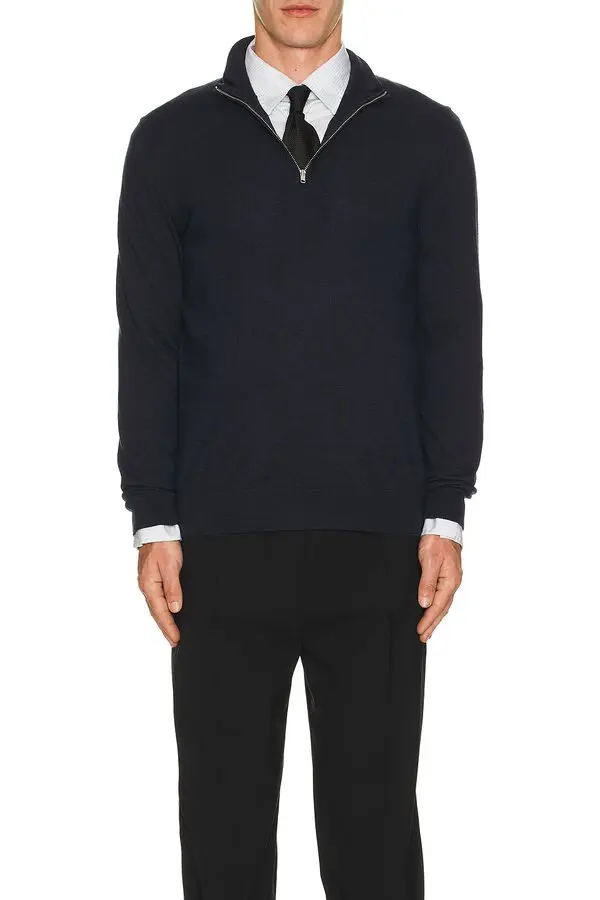 Nn07 Sergio Zip Mock Neck Sweater - Navy Multi