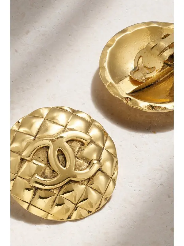 SUSAN CAPLAN Vintage Chanel -plated Clip-on Earrings