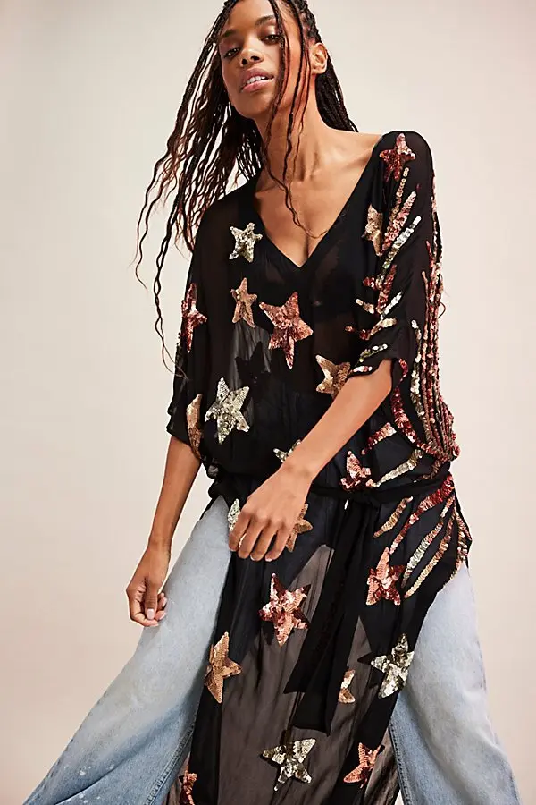 Free People Golden Era Kaftan - Black