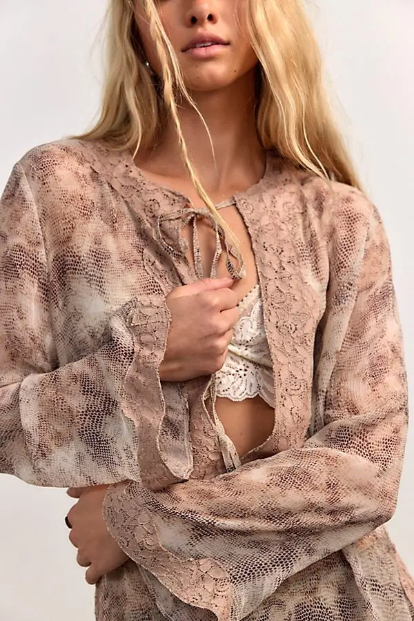 Free People Grace Kelly Sheer Kaftan Jacket