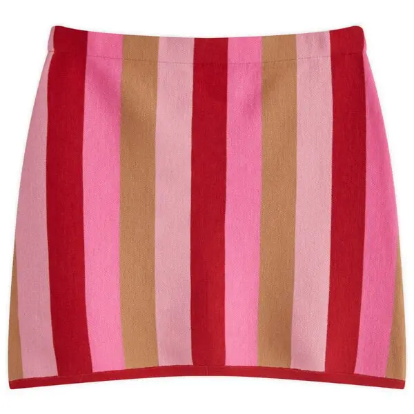 Rixo Liesel Knit Mini Skirt - Victoria Stripe Jacquard Pink