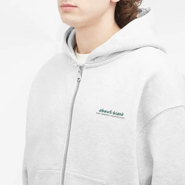 ABOUT:BLANK Zev Zip Hoodie - Grey Marl/epsom Green