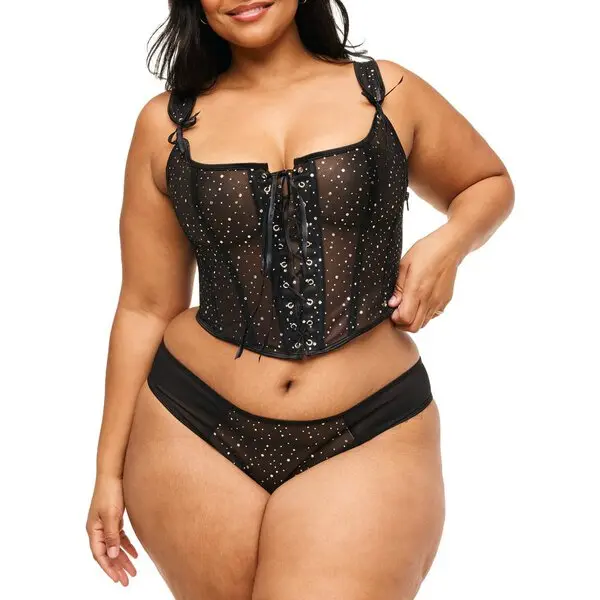 ADORE ME Diamond Corset And Panty Set - Black