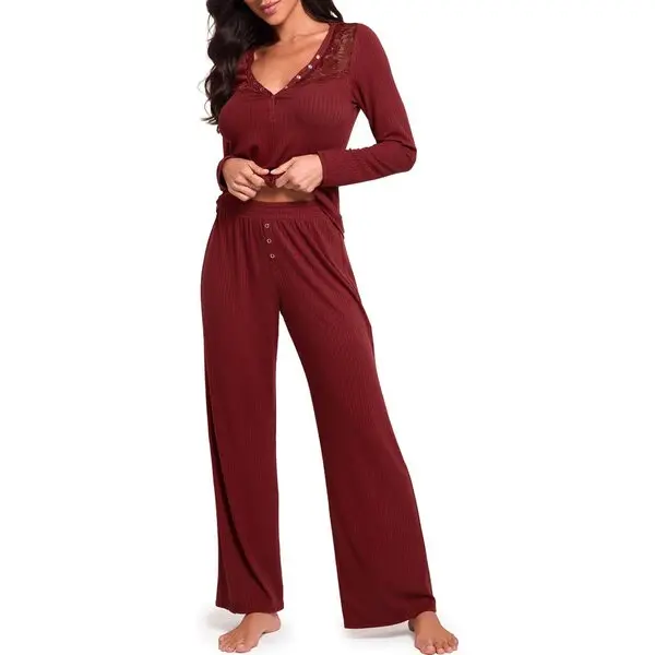 ADORE ME Zahra Pajama Lounge Set - Medium Red