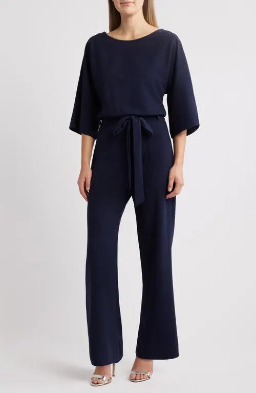 NIKKI LUND Joycelyn Flare Sleeve Tie Waist Jumpsuit - Navy