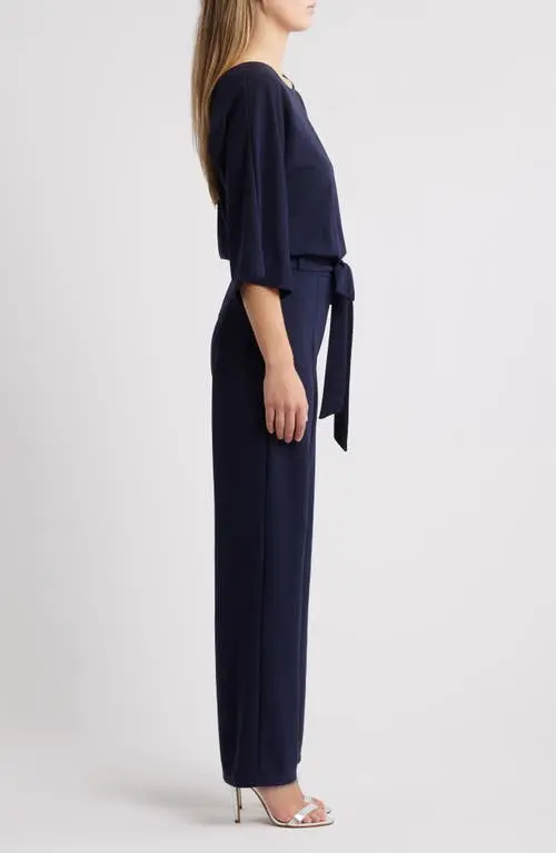 NIKKI LUND Joycelyn Flare Sleeve Tie Waist Jumpsuit - Navy