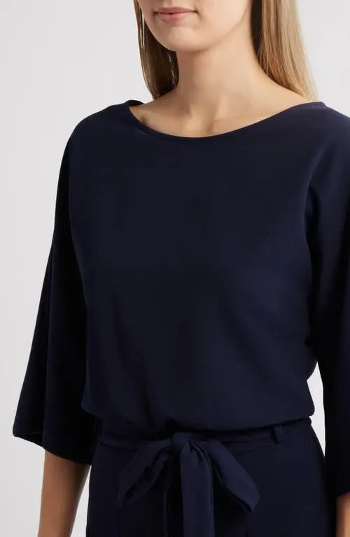 NIKKI LUND Joycelyn Flare Sleeve Tie Waist Jumpsuit - Navy