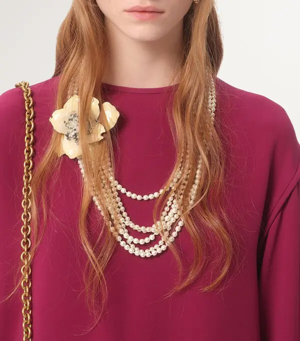 Valentino Garavani Silk Embroidered Kaftan Top