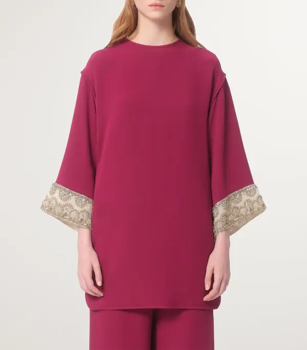 Valentino Garavani Silk Embroidered Kaftan Top