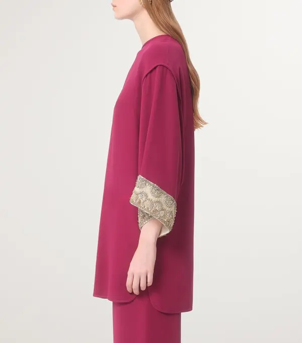 Valentino Garavani Silk Embroidered Kaftan Top
