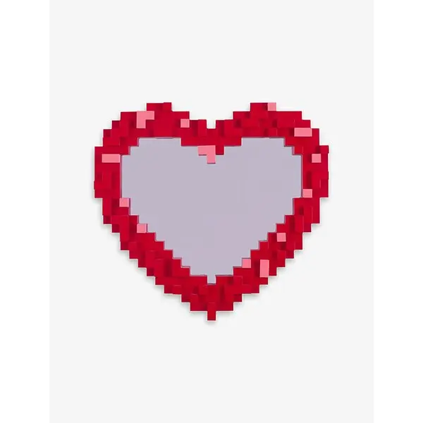 SELETTI Pixel Heart-shaped Glass And Mdf Mirror 55.5cm X 51.5cm - One-color