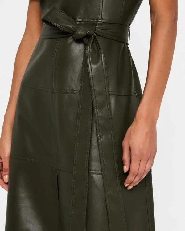 Tanya Taylor Ella Vegan Leather Midi Dress