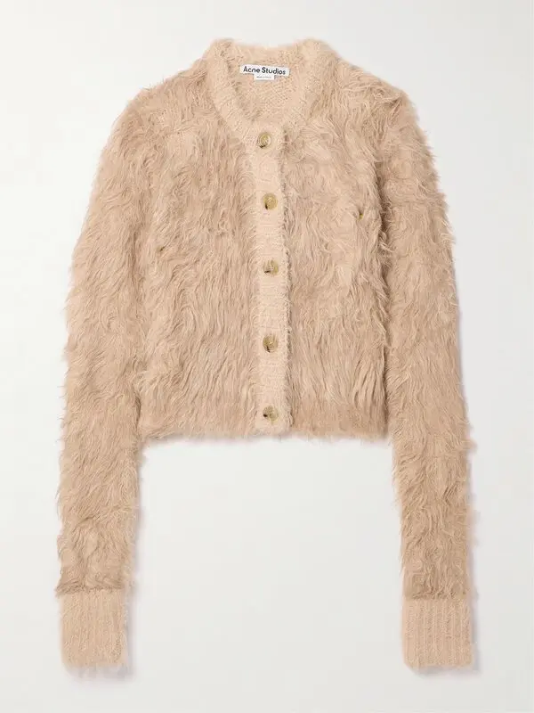 Acne Studios Cropped Brushed Knitted Cardigan