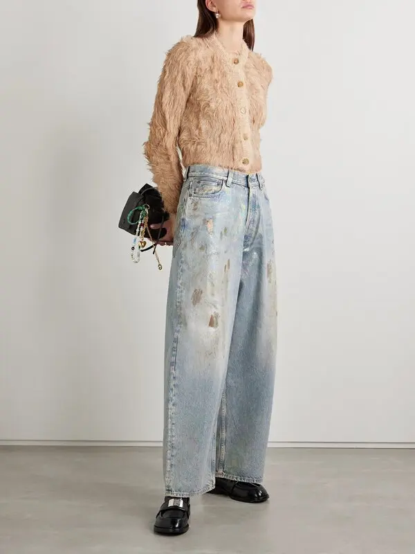 Acne Studios Cropped Brushed Knitted Cardigan
