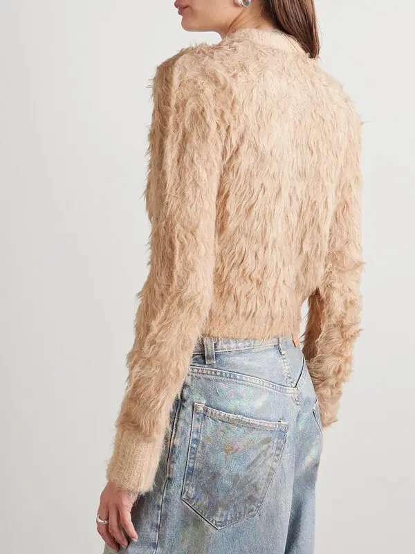 Acne Studios Cropped Brushed Knitted Cardigan