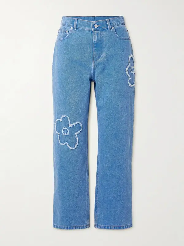 Marni Cropped Appliquéd Straight-leg Jeans
