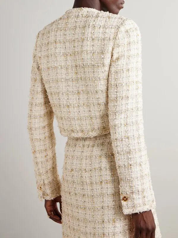 Versace Cropped Cotton-blend Tweed Jacket