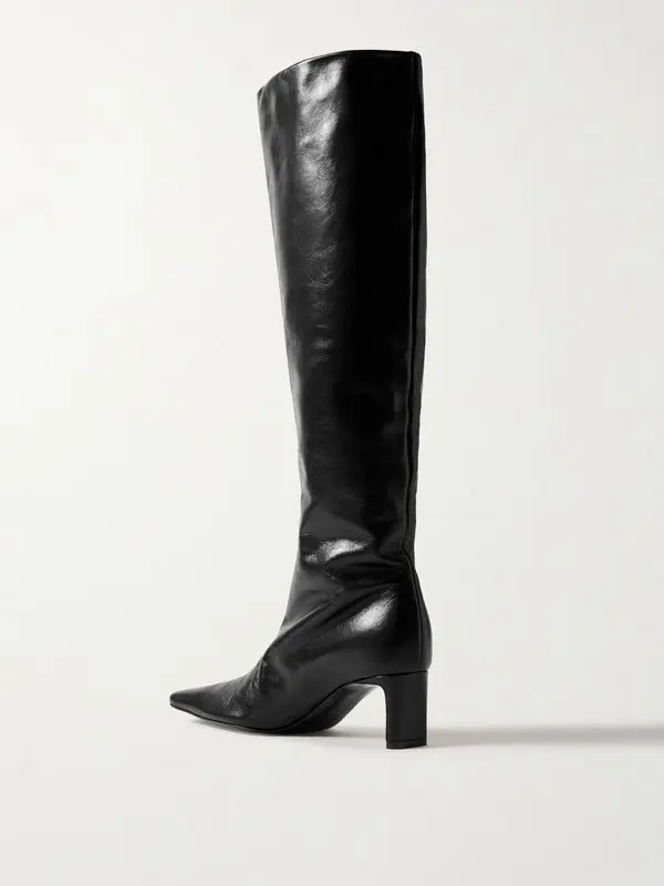 Khaite Ona Crinkled-leather Knee Boots