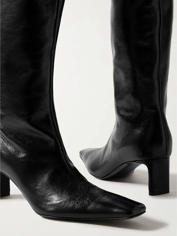 Khaite Ona Crinkled-leather Knee Boots