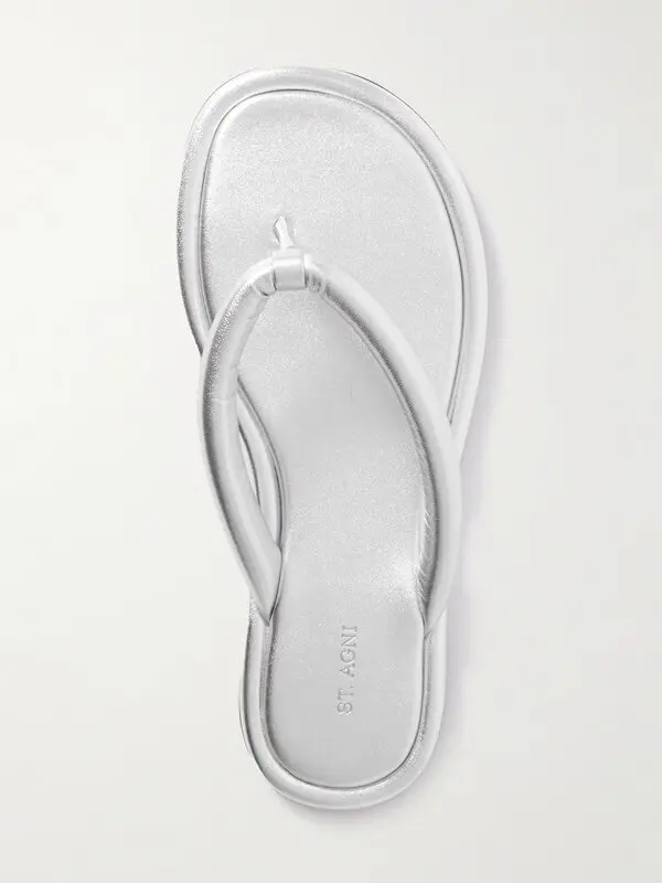 ST. AGNI Sumi Padded Metallic Leather Flip Flops