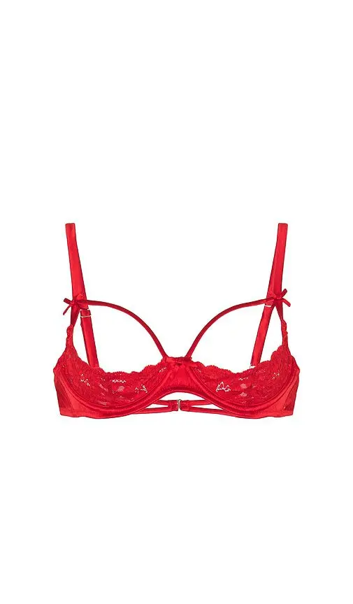 Fleur Du Mal Charlotte Peekaboo Bra In Red - Rouge