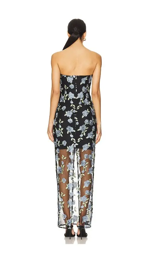 ROTATE BY BIRGER CHRISTENSEN Flower Mesh Tube Maxi Dress