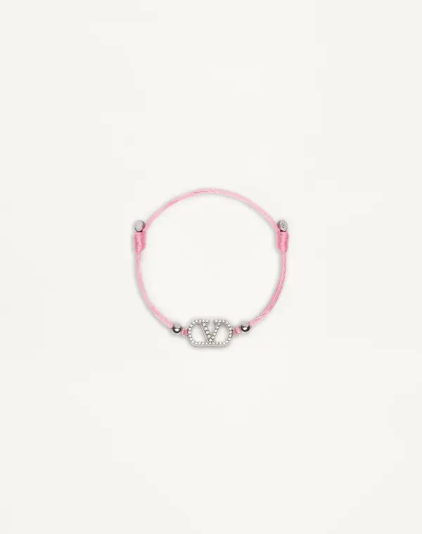 Valentino Garavani Vlogo Signature Cotton Bracelet - Pink/crystal
