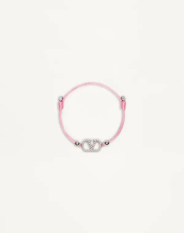 Valentino Garavani Vlogo Signature Cotton Bracelet - Pink/crystal