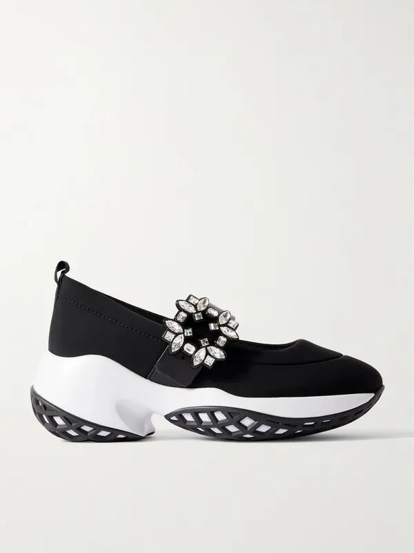 ROGER VIVIER Viv Run Crystal-embellished Sneakers - Black